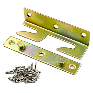 Luomorgo 4 Sets Bed Rail Brackets, Non-Mortise Bed Rail Fittings Bed Frame Brackets for Headboard and Footboard (with Screws)