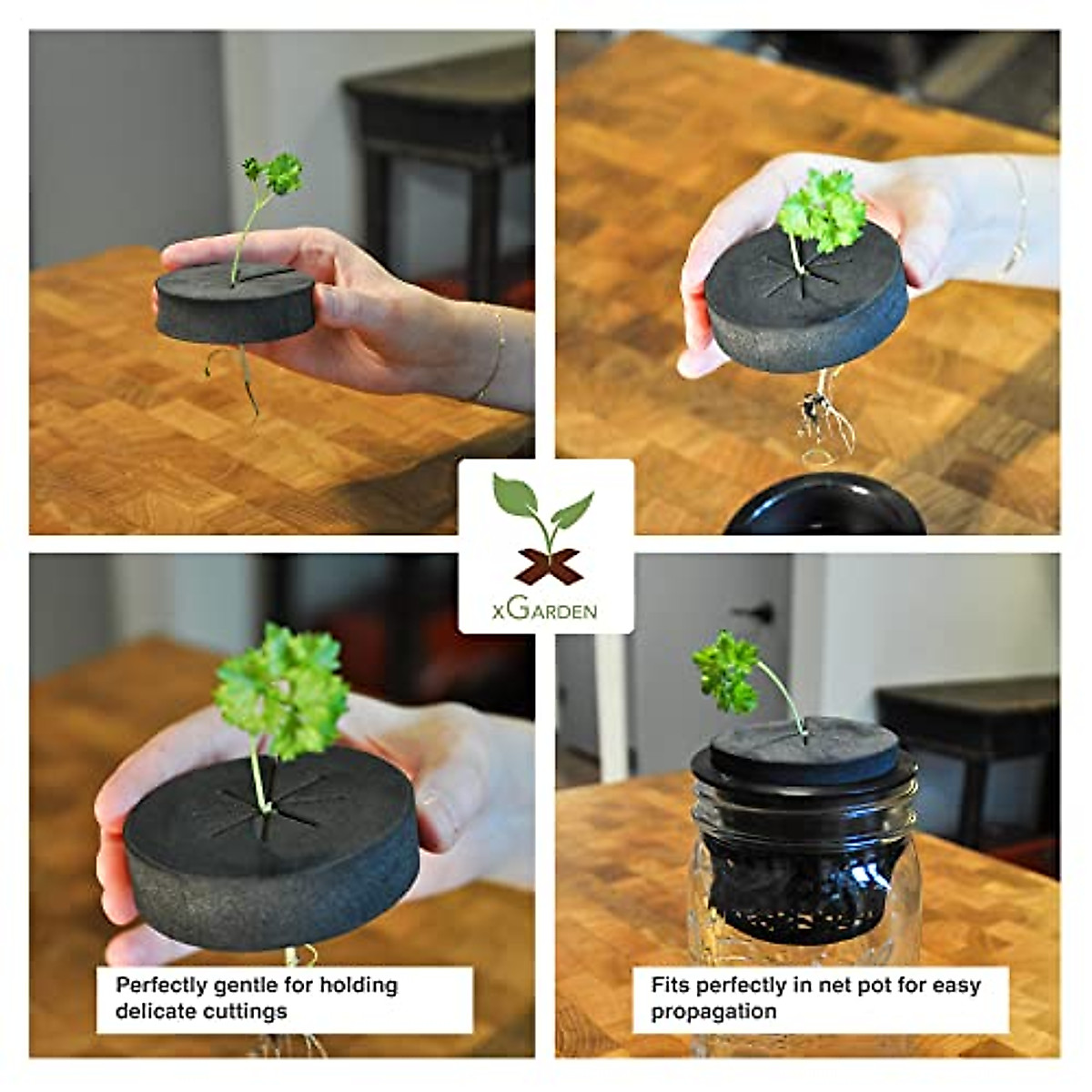 xGarden Neoprene Clone Collars - 30 Pack Cloning Collars, 3" Inch, Black - DIY Foam Cloner Inserts for Net Pots, Hydroponics, Aeroponics