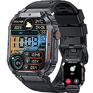 KACLUT Smart Watch,2-inch Utral Large HD Display,100M Waterproof Rugged Military Smartwatch with Bluetooth Call(Answer/Dial Calls) 70 Days Extra Long Battery Life,100+ Sports Modes Fitness Tracker