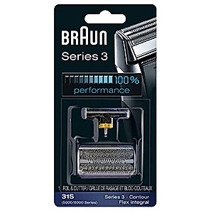 31S BRAUN 5000/6000 Series Contour Flex XP Integral Shaver Foil & Cutter Head Replacement Combi Pack Silver Color