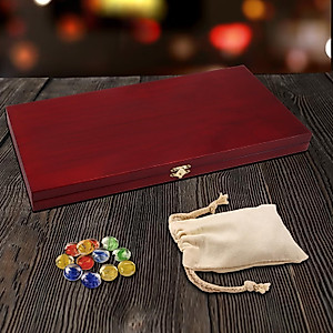 GSE Games & Sports Expert 4-Player Mancala Board Game with Multi-Color Glass Stones, Folding Wooden 4-Way Mancala Family Travel Strategy Games Set for Kids & Adults (Mahogany)