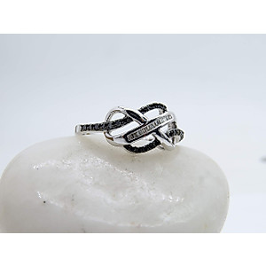 Dazzlingrock Collection 0.25 Carat (ctw) Sterling Silver Black & White Diamond Ladies Infinity Wedding Ring 1/4 CT, Size 9.5