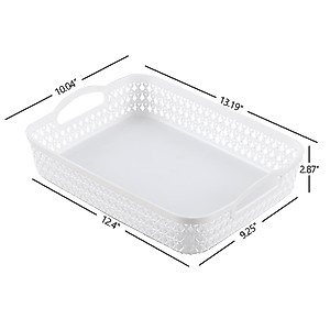 Loiycg 6-Pack Plastic Storage Basket Tray, Large Organizer Basket, White