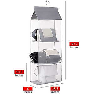 Handbag Hanging Organizer, 4 Pocket Hanging Purse Organizer Handbag Storage Hanger Oxford Cloth Closet Organizer for Family Closet Bedroom, Foldable and Universal Fit, Beige, Gray (4 Tiers, Gray)