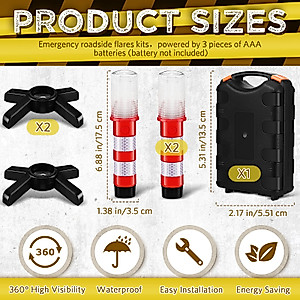 6 Pcs LED Road Flares Emergency Warning Light Bright Red Highway Beacon Safety Strobe Light Roadside Flares Lights with Magnetic Bases and Detachable Stands for Car Truck Vehicles (Batteries Excluded)