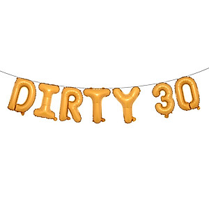 16 inch DIRTY 30 Balloons Dirty 30 Letter Balloons 30 Balloon Dirty 30 Banner 30th Birthday Decoration Balloons for Adult 30th Birthday Party Decorations (DIRTY 30 Orange)