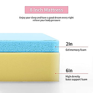 PayLessHere 8 Inch Full Gel Memory Foam Mattress Fiberglass Free/CertiPUR-US Certified/Bed-in-a-Box/Cool Sleep & Comfy Support