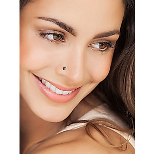 15 Pieces 20 Gauge L Shaped Nose Ring Curved Nose Stud Bend Bar Piercing Jewellery, 15 Colors