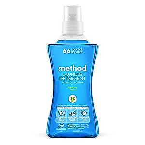 Method Liquid Laundry Detergent, Fresh Air, 66 Loads Per Bottle, Biodegradable Formula, Plant-Based Stain Remover, 53.5 Fl Oz (Pack of 1)