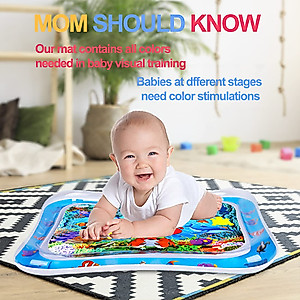 WSPER Tummy Time Water Mat Inflatable Baby Water Play mat for 3+ Months Newborn Girl & Boy Early Activity Center
