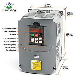 Huanyang VFD,Single to 3 Phase,Variable Frequency Drive,4kW 5HP 220V Input AC 17A for Motor Speed Control,HY Series