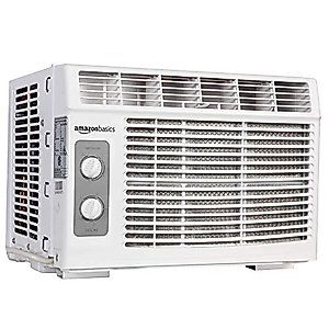 Amazon Basics Window Mounted Air Conditioner with Mechanical Control Cools 150 Square Feet, 5000 BTU, AC Unit, White