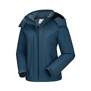 CAMELSPORTS Women's Waterproof Snow Ski Jakcet Fleece Warm Winter Coat Hooded Windproof Insulated Snowboarding Jacket