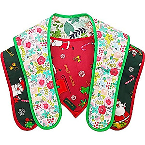 Cartisanat Dog Bandanas, 2 Pack Floral & Christmas Set Triangle Reversible Dog Pet Scarfs Adjustable Fit Triangle Bibs Accessories, Multiple Sizes Offered for Small Medium & Large Dogs