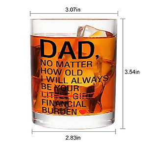 DAZLUTE Funny Whiskey Glass Gifts for Dad, Father’s Day Gifts Birthday Present Christmas Gifts for Dad Father Papa Daddy, Father Gifts Dad Gifts from Daughter, 10Oz Old Fashioned Glass