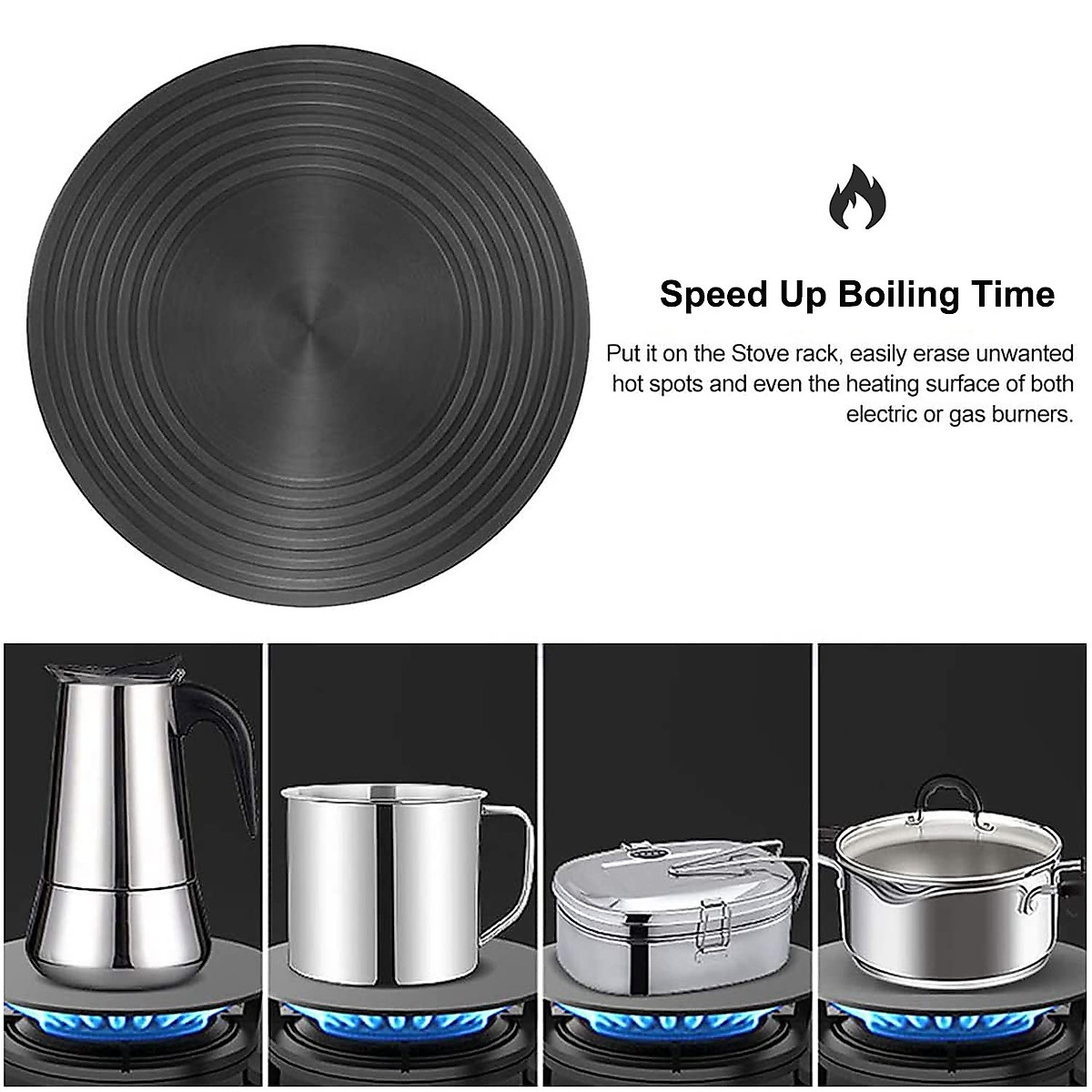 Heat Diffuser For Gas Stove,Kitchen Thickened Non-Slip Protection Cookware, Cooking Induction Adapter Energy Saving,Multifunctional Thawing Plate For Defrosting (24cm/9.4inch)