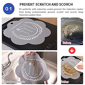 Induction Cooktop Protector Mat While Cooking 2 pcs Non Slip Pad Guard from Pollution Induction Cooker Protection Mat 10inches Flower Shape Grey Color Silicone Scratch Protector