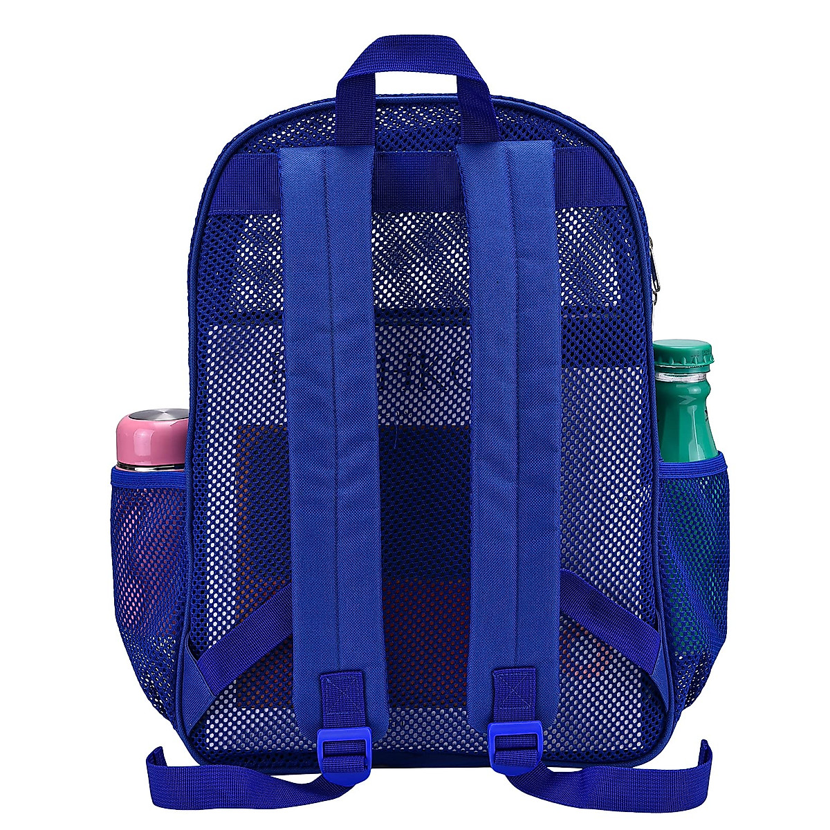 USPECLARE Heavy Duty Semi-Transparent Mesh Backpack，See Through College Student Backpack (Blue)