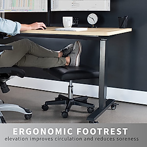 VIVO Mobile Footrest with Wheels, Ergonomic Rolling Ottoman Leg Rest for Work Comfort, Height Adjustable Computer Desk Stool with Thick Padding, Office Seat, Black, CHAIR-S04F
