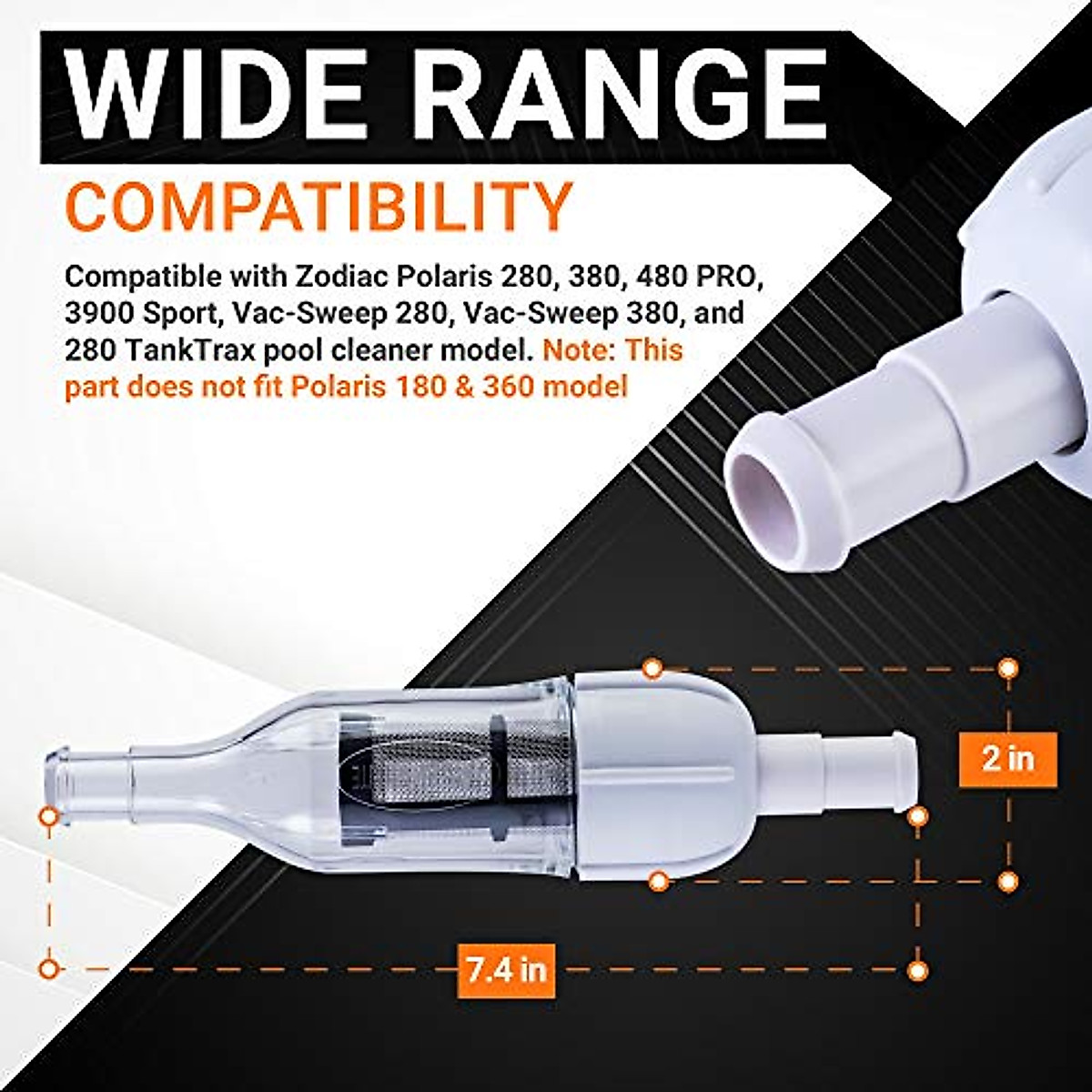 BlueStars Ultra Durable 48-080 in-Line Filter Screen Assembly Exact Fit for Zodiac Polaris Pool Cleaner Models 280, 380, 3900, 480 PRO, Vac-Sweep 380, Vac-Sweep 280, 280 TankTrax