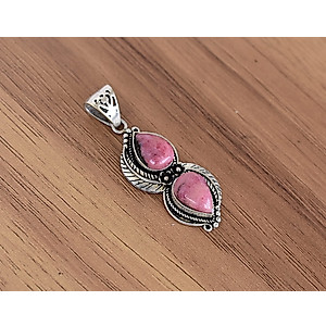 Rekha Gems Rhodonite Pendant, Pink Gemstone Pendant, Gift For Her, Vintage Jewelry,925 Sterling Silver Pendant, Boho and Hippie Pendant, Vintage Pendant, Daily Wear Pendant, Valentine Gift-NO-NRO-21