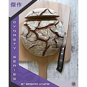 KESSAKU Serrated Bread Knife - 8 inch - Dynasty Series - Razor Sharp Kitchen Knife - Forged ThyssenKrupp German High Carbon Stainless Steel - G10 Garolite Handle with Blade Guard