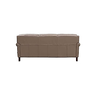 Hydeline Laguna Top Grain Leather Sofa Couch, 86", Taupe