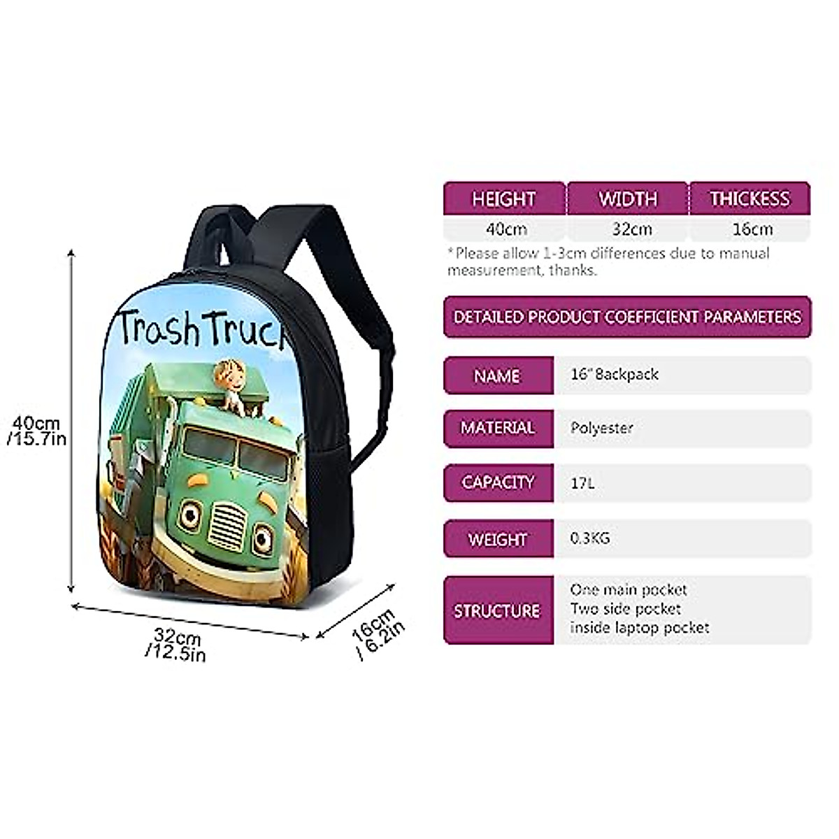 WAOIJII Anime Backpack 16in Travel Laptop Backpacks Large Capacity Lightweight Backpack