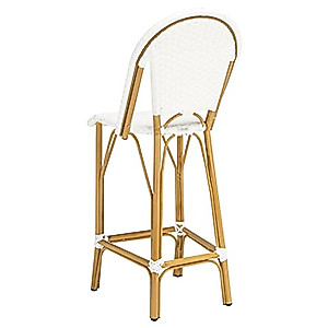 SAFAVIEH PAT4008C Outdoor Collection Ford White French Bistro 30-inch Bstro Bar Stool