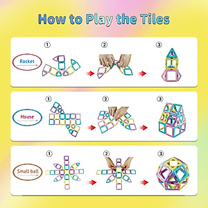 TOKBLOK Magnetic Tiles Toys for 3 Year Old Girls Boys Kids Magnetic Building Blocks STEM Creative Construction Magnet Toys for Toddler Gifts- Beginner Set