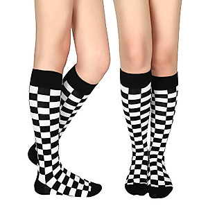 Benefeet Sox Womens Girls Knee High Socks Novelty Argyle Checkered Patterned Football Cotton Long Tube Socks
