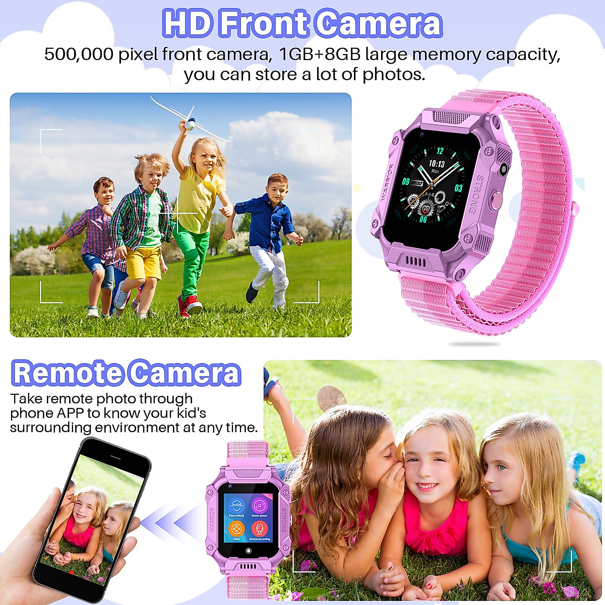 4G Kids Smart Watch with GPS Tracker and Calling, HD Touch Screen Kids Cell Phone Watch Combines SMS, Voice, Video Call, SOS, WiFi, Face Unlock Function, GPS Tracking Watch for Kids Boys Girls 3-15