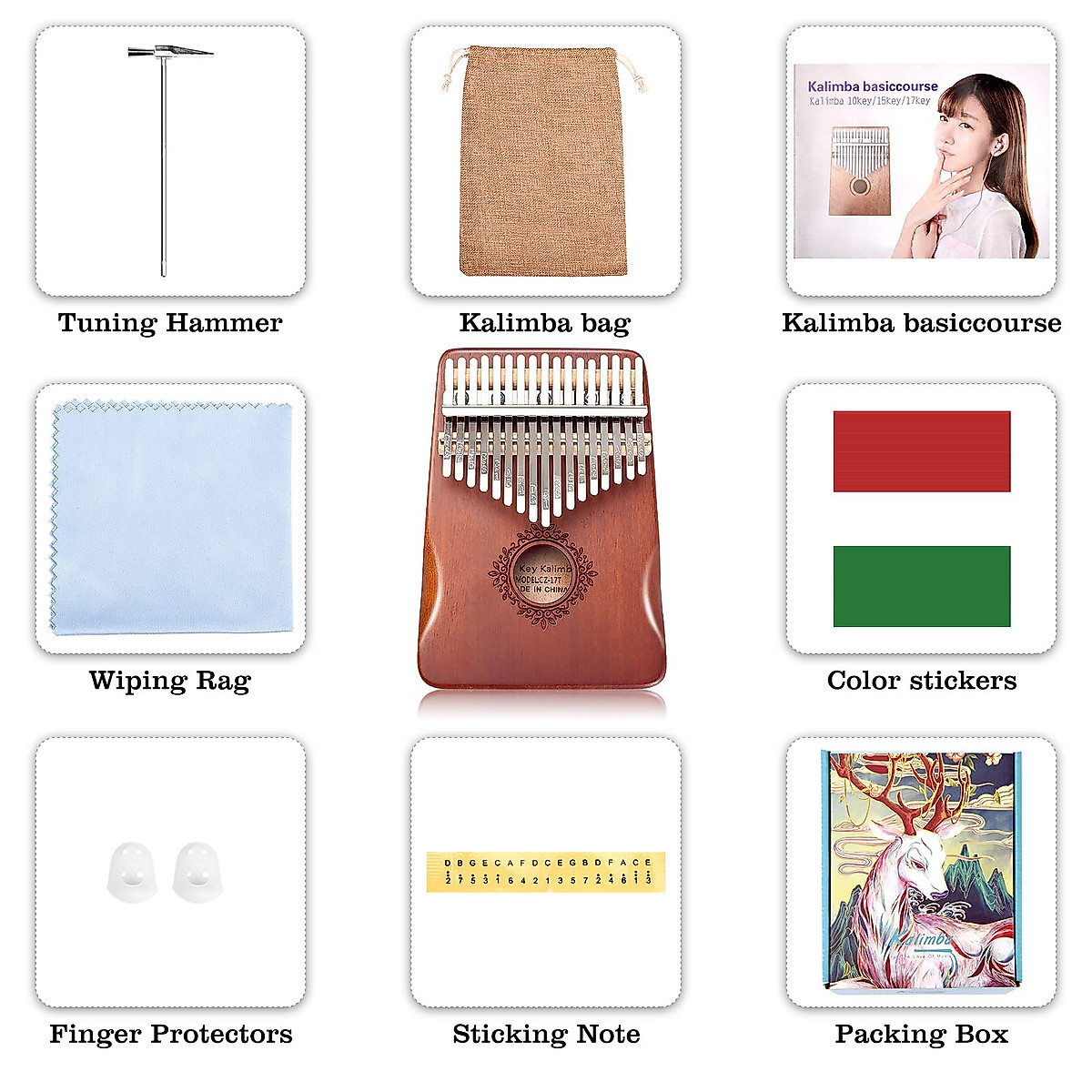 Kalimba Thumb Piano 17 Keys, Portable Mbira Finger Piano, Easy to Learn Musical Instrument Gift for Kids and Adult Beginners, Brown1