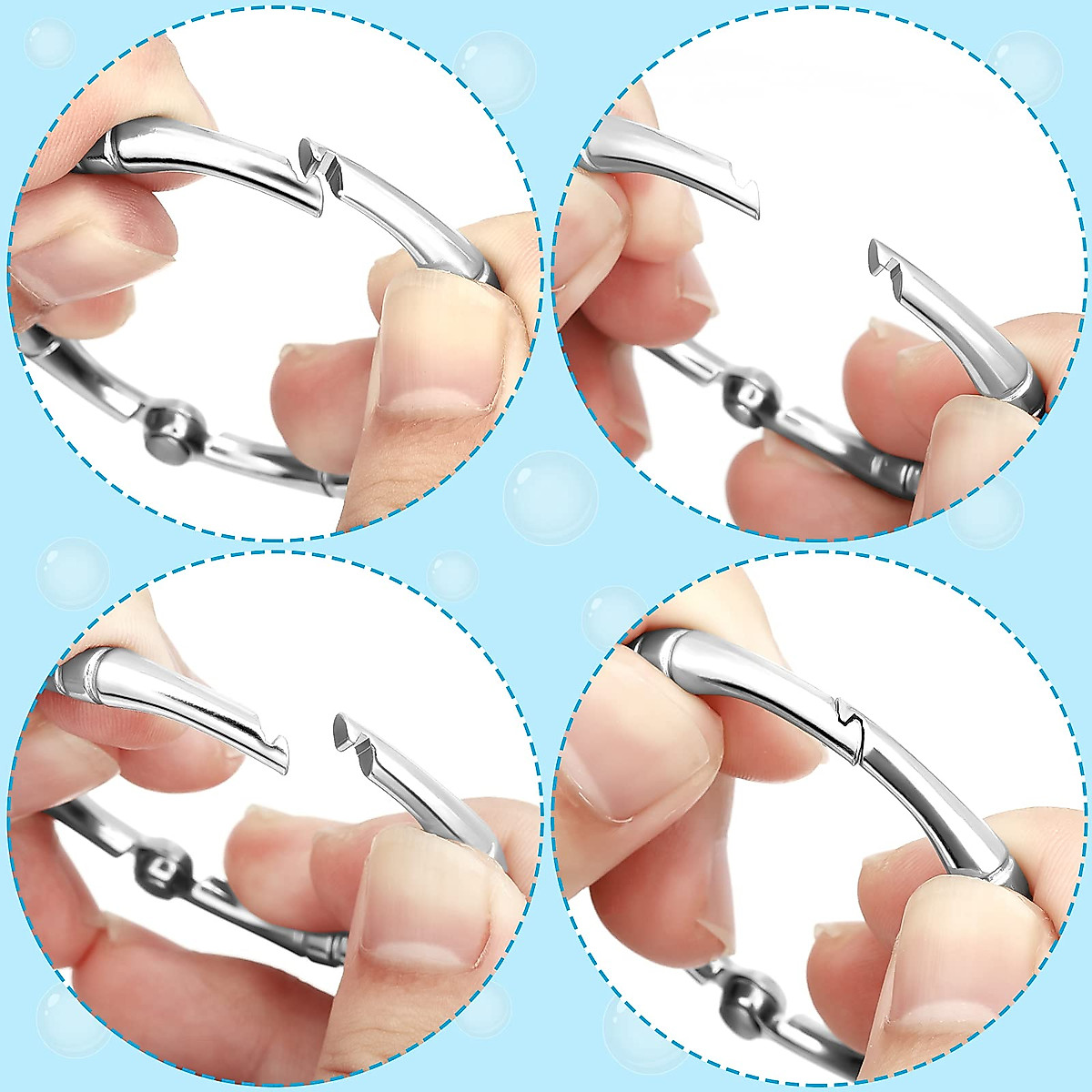 Karenhi 12 Pieces Shower Curtain Ring Metal Circular Rust Resistant Shower Curtain Hook Easy to Open and Close Round Shower Curtain Hook for Bathroom Decoration (Silver, Rustic Style)