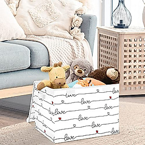 CaTaKu Large Fabric Storage Bins With Lids,Valentine's Day Line Storage Boxes With Handles for Organizing Clothes, Collapsible Storage Cube Bins Baskets for Shelves