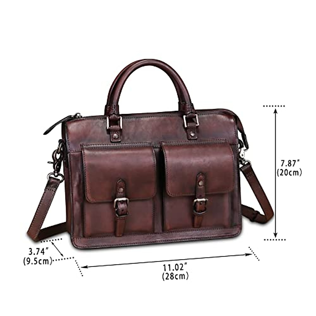Genuine Leather Satchel Purse for Women Vintage Handmade Top Handle Handbag Retro Messenger Crossbody Bag (Coffee)