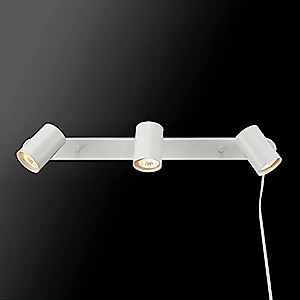 Globe Electric 60024 3-Light Plug-in Track Lighting, Matte White, 15 Foot Cord, in-Line On/Off Rocker Switch, Track Ceiling Light, Track Lighting Kit, Ceiling Light Fixture, Home Improvement