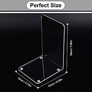 MerryNine Plastic Acrylic Bookends, 6 Pack Clear Acrylic Non Skid Book Ends Organizer Bookshelf Decor Decorative Bedroom Library Office School Supplies Stationery Gift (Plastic Acrylic_3 Pairs)