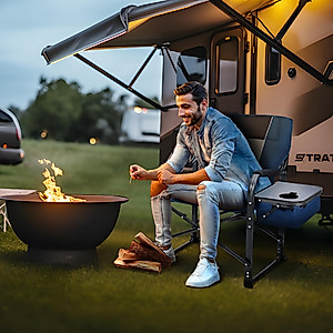 LET'S CAMP Oversized Folding Director Chair Outdoor Heavy Duty Camping Chair with Side Table and Cooler Bag for Picnic, Hiking, Fishing, Supports 350LBS