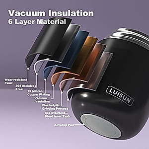 Luisun 17 Oz Insulated Food Thermos Soup Thermos for Hot Food Kids Adults, 304 Stainless Steel Food Container with Folding Spoon, Vacuum Insulated Portable for School, Office, Outdoor (Black)