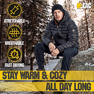 M-Tac Fleece Watch Cap - Tactical Beanie Hat Winter Skull Cap Cold Weather (Black, L)