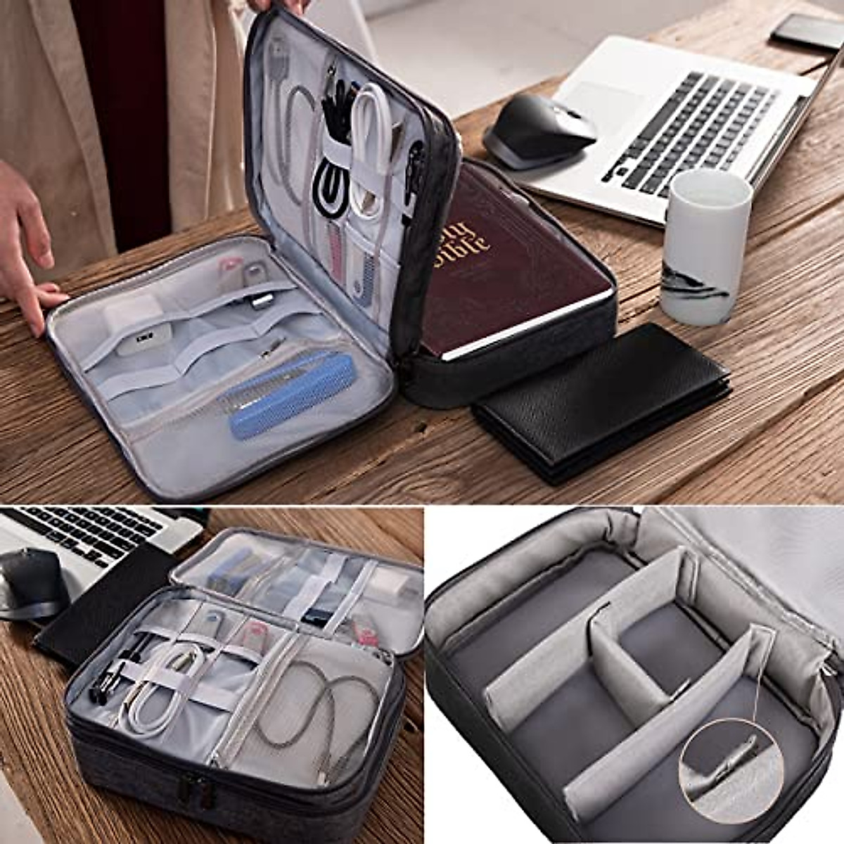 Bible Cover Case for Women Men Large Bible Cover Cross Floral Carrying Protective Case Organizer Church Bag with Handle and Zipper for Most Bible Perfect Christian Gift for Women Girl Kid