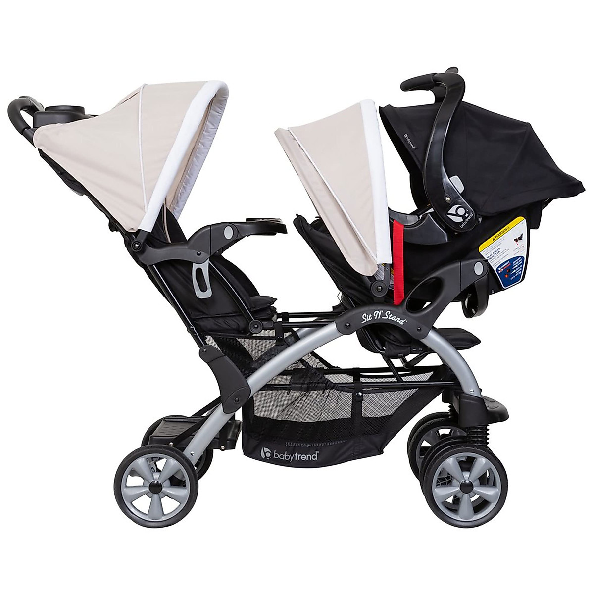 Baby Trend Infant and Toddler Double Stroller & Car Seat Combo, 2 Pc Set, Khaki