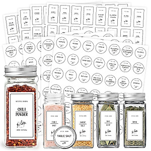 GMISUN Spice Labels Preprinted, Super Value Pack 380 Waterproof Spice Labels Stickers for Kitchen Organization, Modern Minimalist Label Stickers for Spice Jars, Mason Jars, Cruet Container