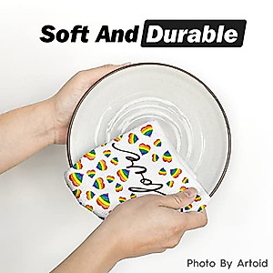 Artoid Mode Watercolor Buffalo Plaid Rainbow Love LGBT Home Kitchen Dish Towels, 18 x 26 Inch Ultra Absorbent Coffee Tea Bar Hand Towels Bathroom Gift for Cooking Baking Set of 4