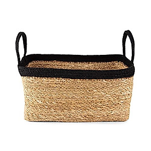 Compactor Tahna Seagrass Storage Basket, Size Large, 34 x 23 x 18cm, Brown/Black, RAN10545