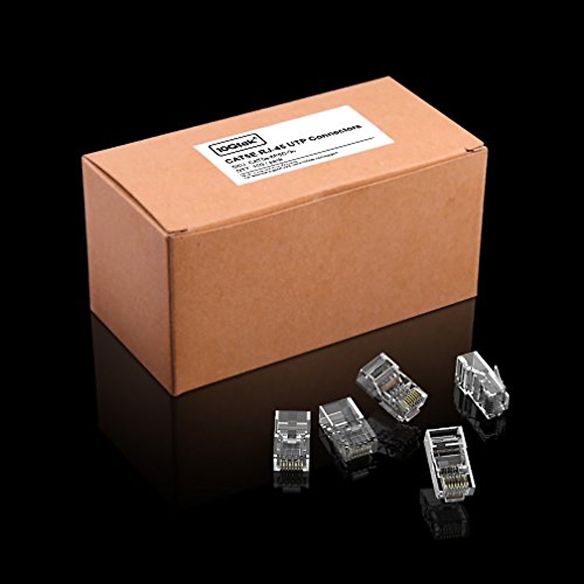 CAT5E RJ-45 UTP Connectors, RJ-45 Crimp Ends 8P8C Network Modular Plugs with Flexible Latch, 100-Pack