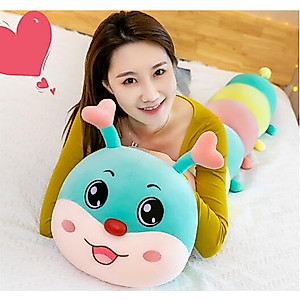 RONGXG Cute Caterpillar Plush Pillow Colorful Stuffed Animal Toy Girl Stuffed Hugging Pillow Gift Sweet Companion Doll Toy Gift for Birthdays 110CM