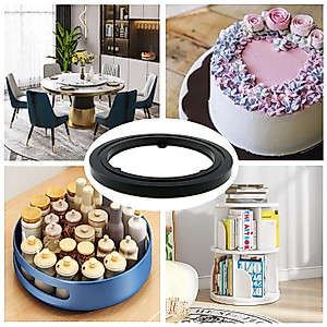 LUORNG 8Inch Black Round Plastic Lazy Susan 200x14mm / 8x0.55inch for Potted Plants, Rotating Display Stand, Stereo Speakers,Dining-Table