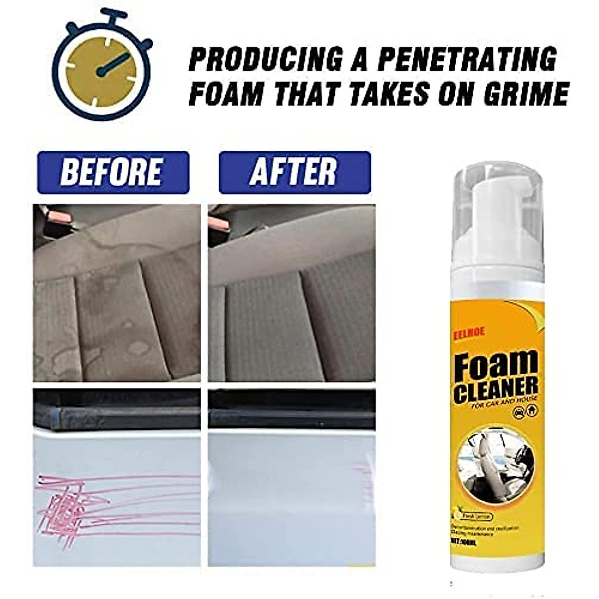 NHIKLATA 2PCS Car Foam Cleaner Spray, Powerful Stain Removal Kit, Multifunctional for House Kitchen (100ml)